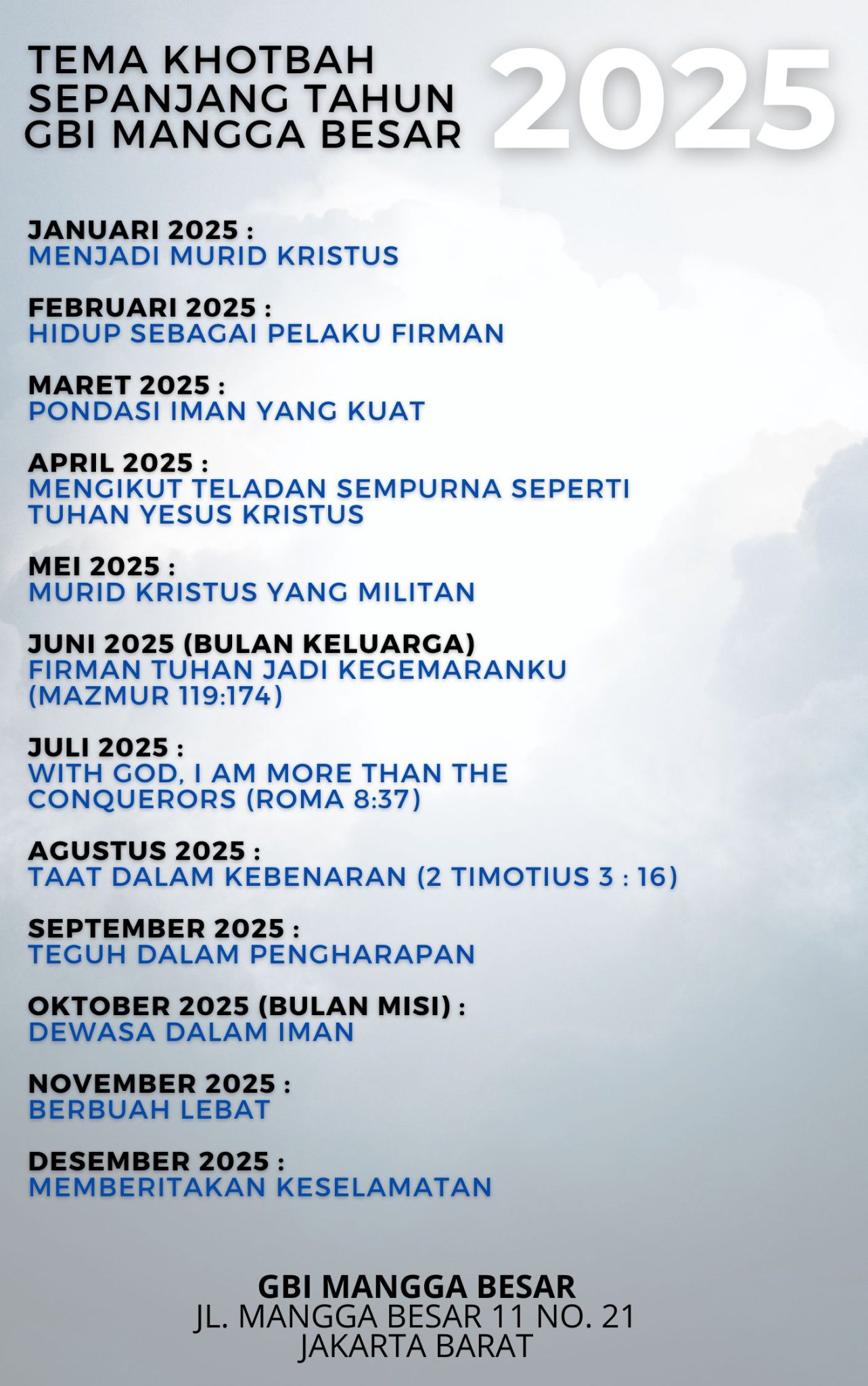 Tema Khotbah 2025 | GBI Mangga Besar